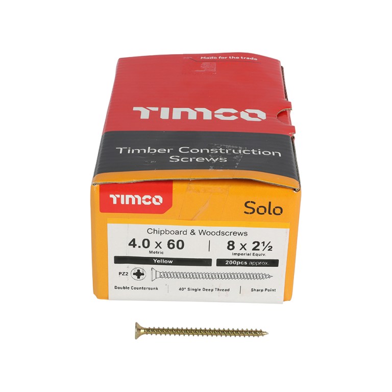 TIMco Solo Woodscrew Countersunk ZYP