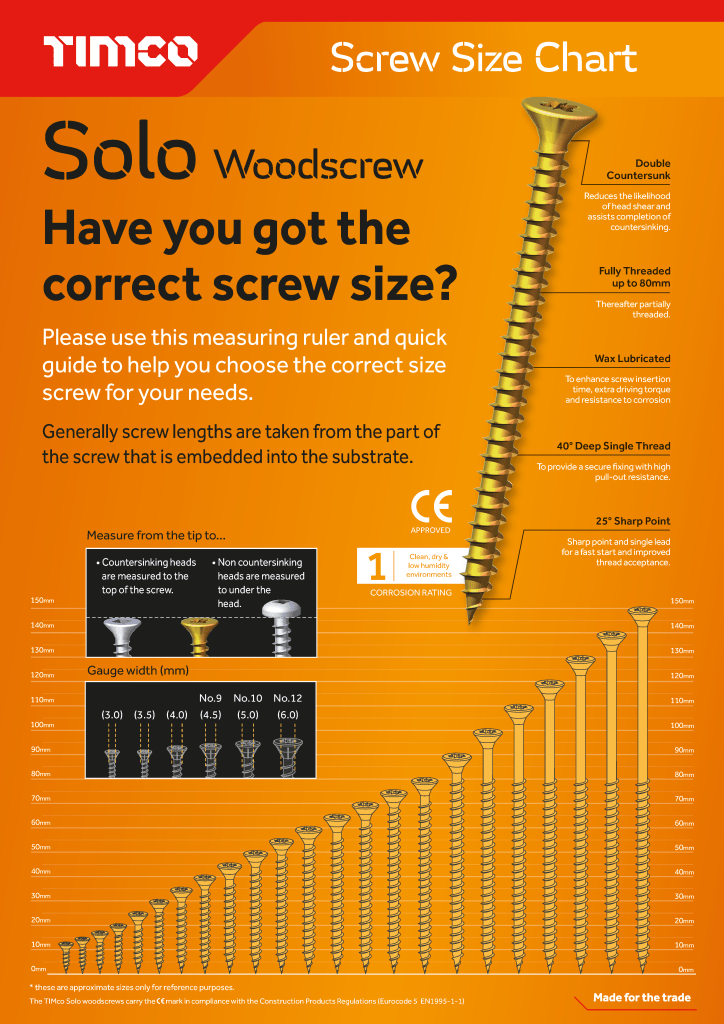 TIMco Solo Woodscrew Countersunk ZYP