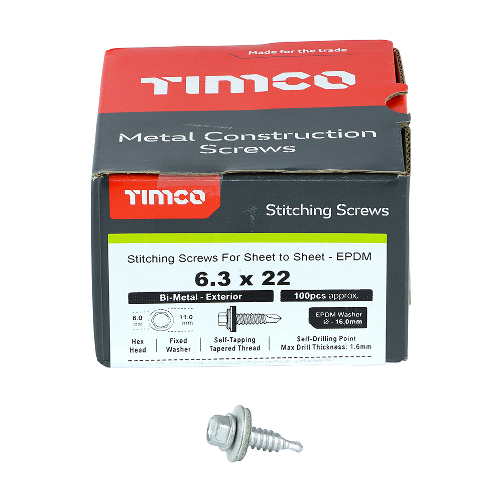 Timco Stitching Screws Bi Metal/A2 Stainless Steel - 6.3 X 22mm