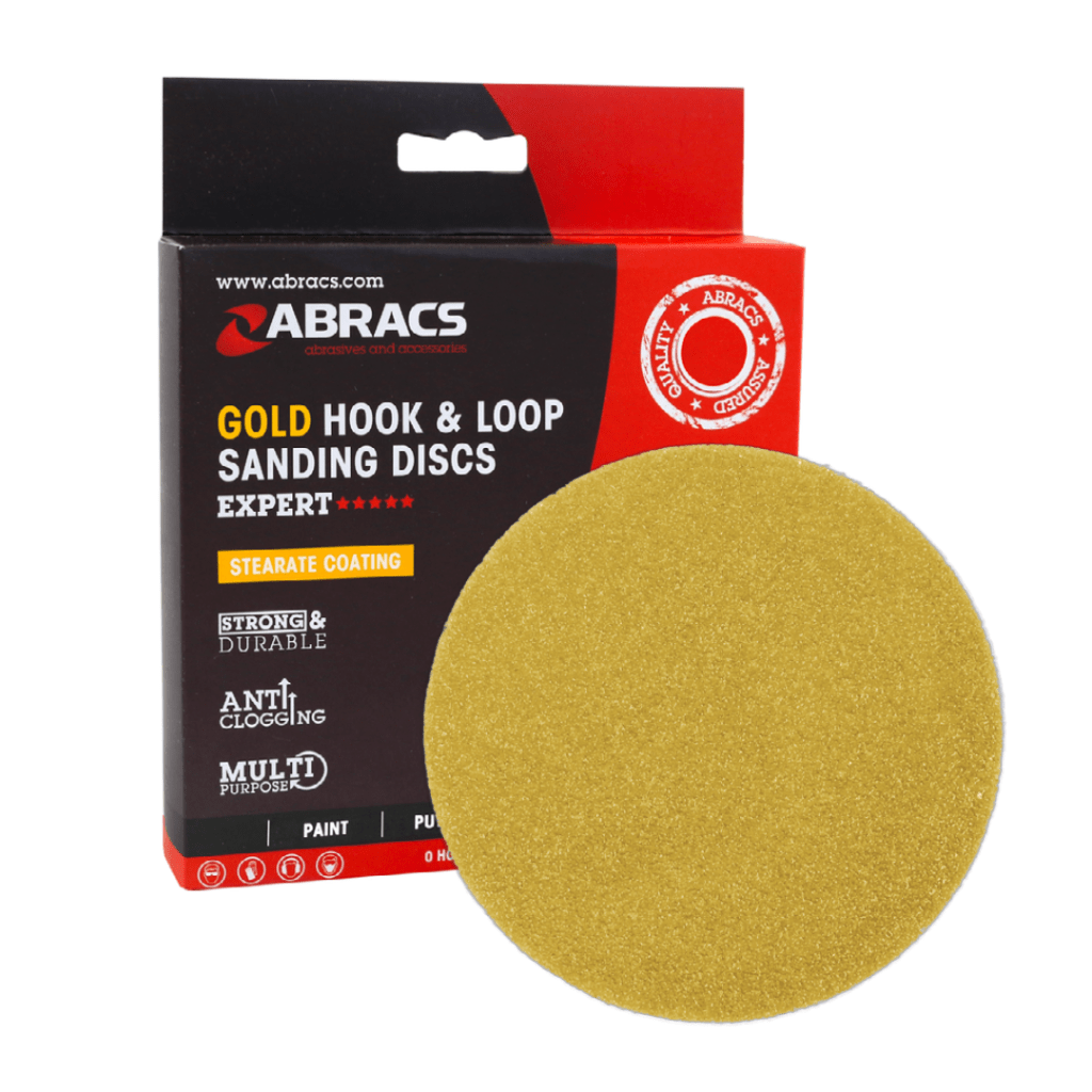 Abracs Hook & Loop GOLD Sanding Discs 150mm – No Hole – 25 Pack