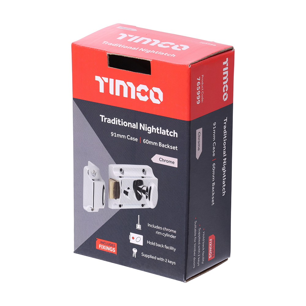 Traditional Nightlatch - Chrome | RCS Trade Supplies
